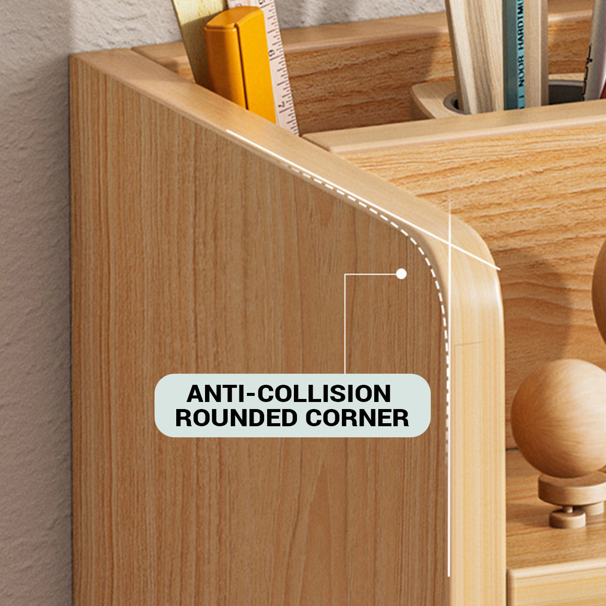 Office Desktop Storage Rack with Drawer and Wood Compartments | Aimall