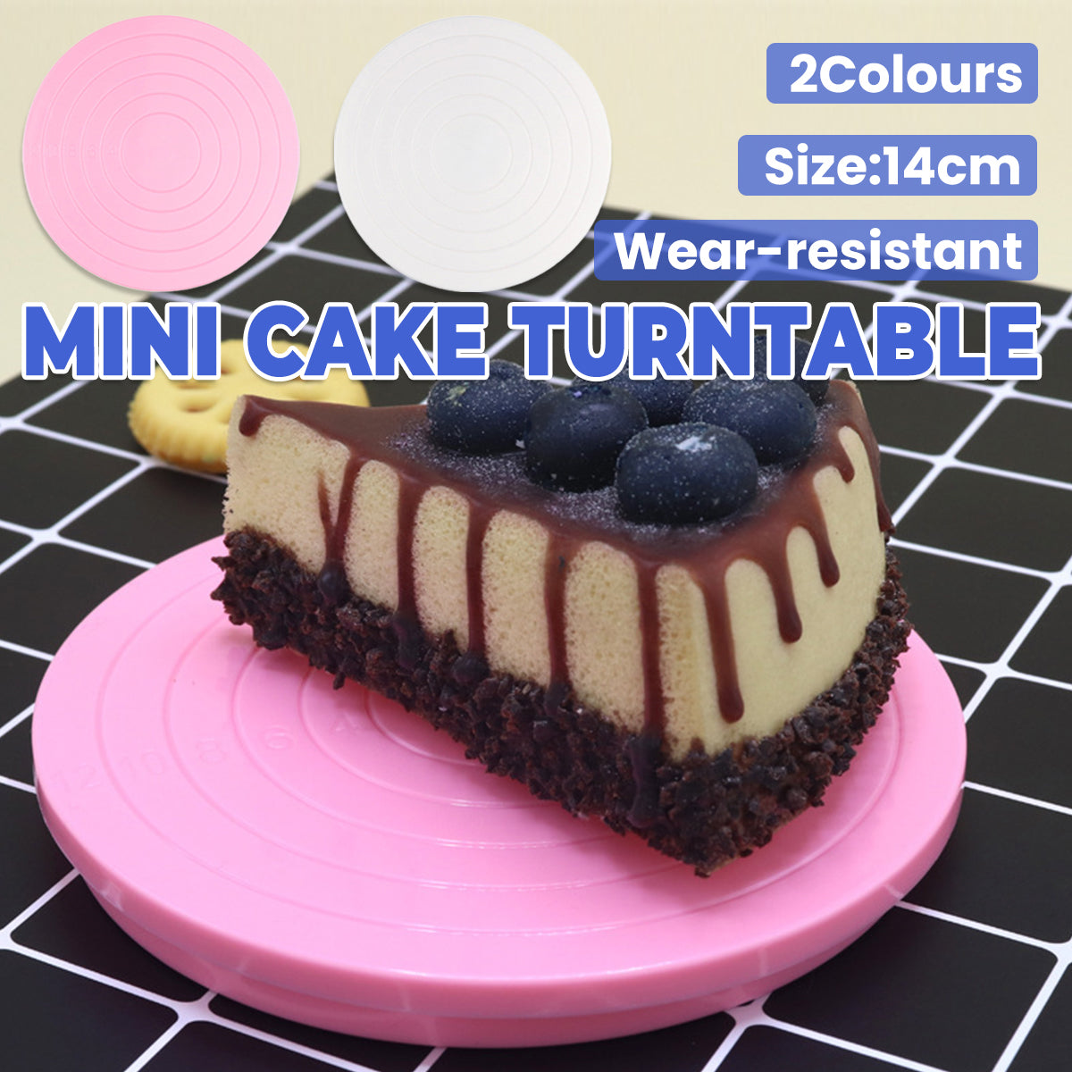 Mini Cake Turntable with 14cm Stand and Scale Markings | Aimall