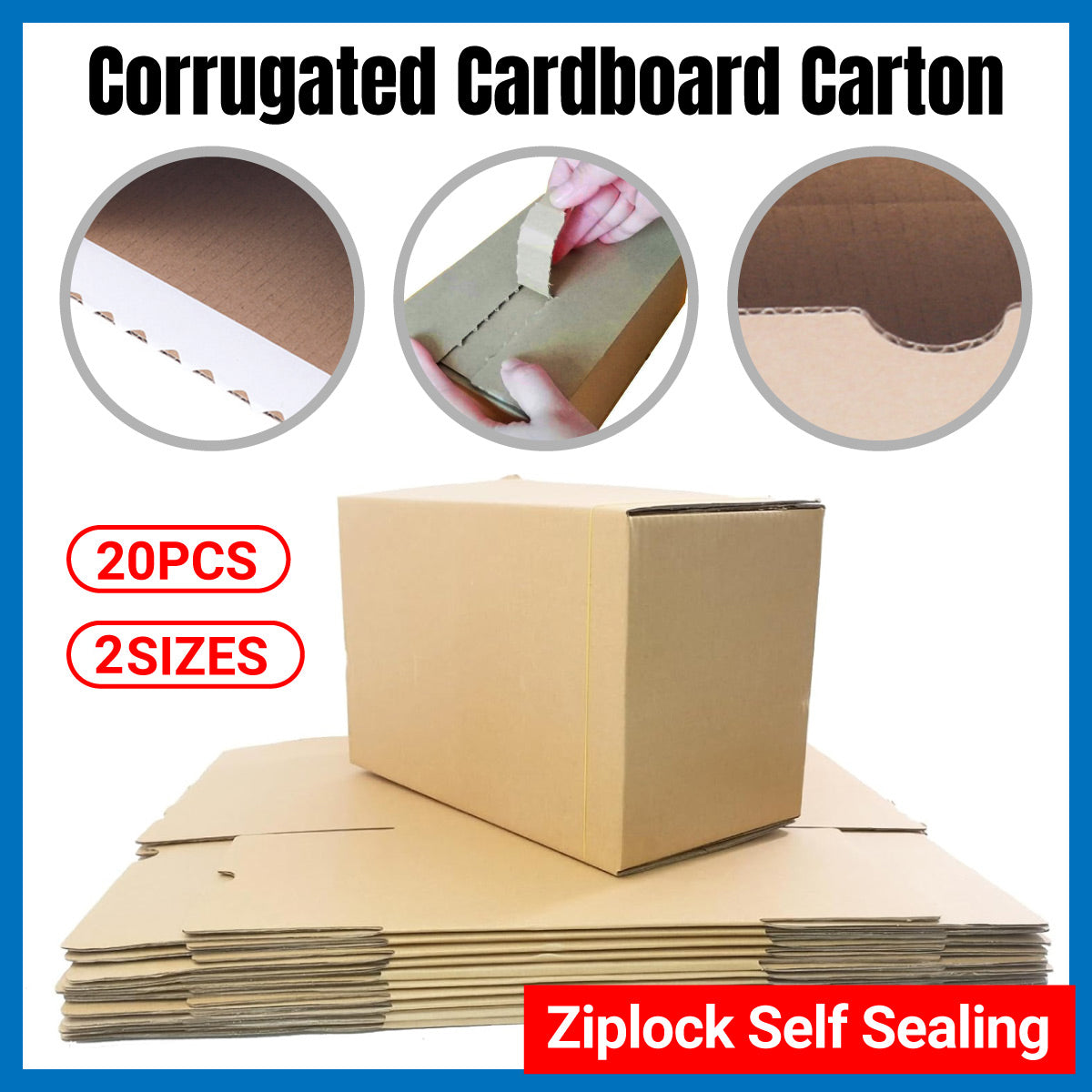 Corrugated Cardboard Boxes 20 Pcs 2 Sizes Ecommerce Packing | Aimall