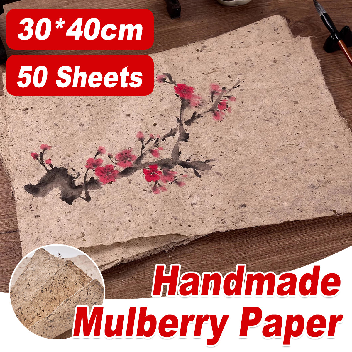 Handmade Mulberry Paper 50 Sheets for Calligraphy and Art | Aimall