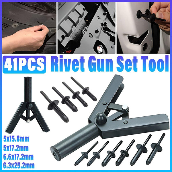 41 Piece Plastic Rivet Gun Set Quick Release Polyethylene Riveting Too ...