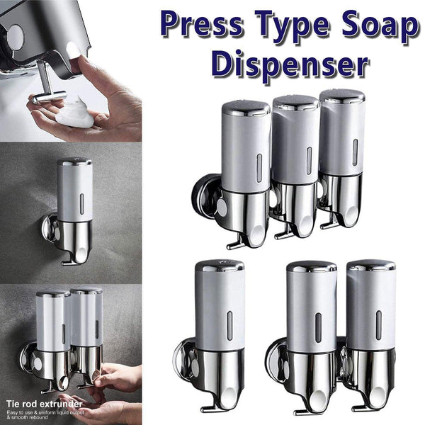 Stainless Steel Lever Soap Dispenser Manual Push Shower Gel Hotel Bath ...