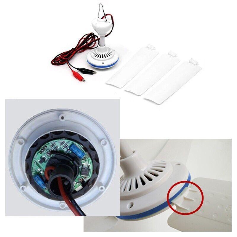 Portable 12V Ceiling Fan 3 Blade 0.7AMP HQ Caravan Camping For Solar ...